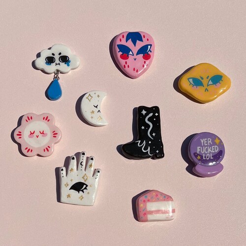 Happy Clown Pin handmade Clay Pin - Etsy