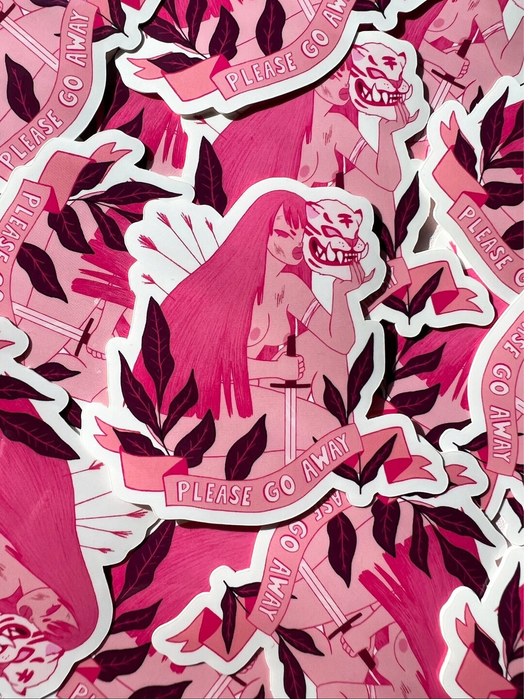 Please Go Away Vinyl Sticker - Etsy