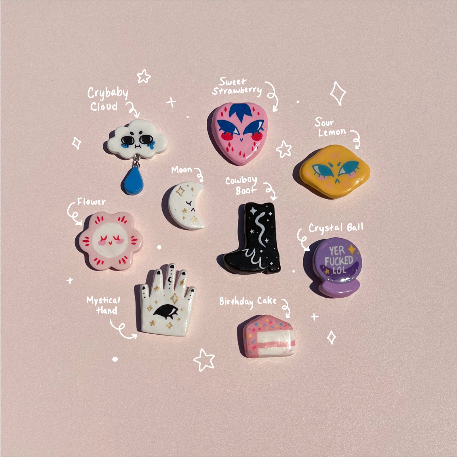 Handmade Clay Pins - Etsy