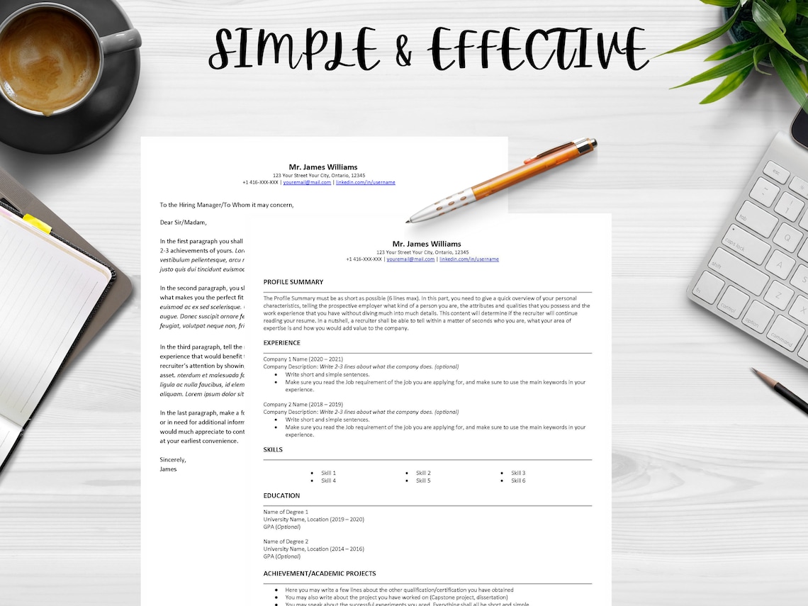 Canadian Resume Template Word, Canadian CV Template, Professional ...