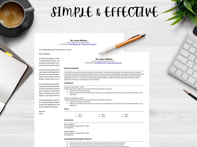 Canadian Resume Template Word, Canadian CV Template, Professional ...