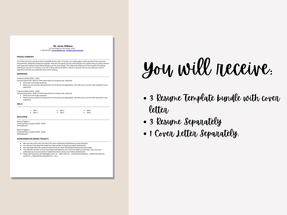Canadian Resume Template Word, Canadian CV Template, Professional ...