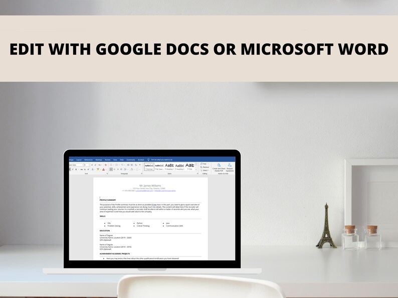 Canadian Resume Template Word, Canadian CV Template, Professional ...
