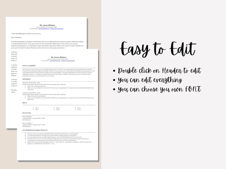 Canadian Resume Template Word, Canadian CV Template, Professional ...