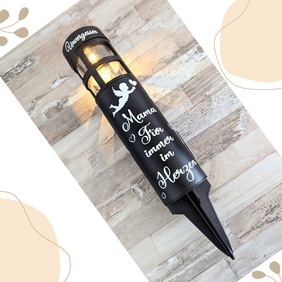 Grave Light Solar Angel, Personalized, Memorial Light, Mourning Light ...