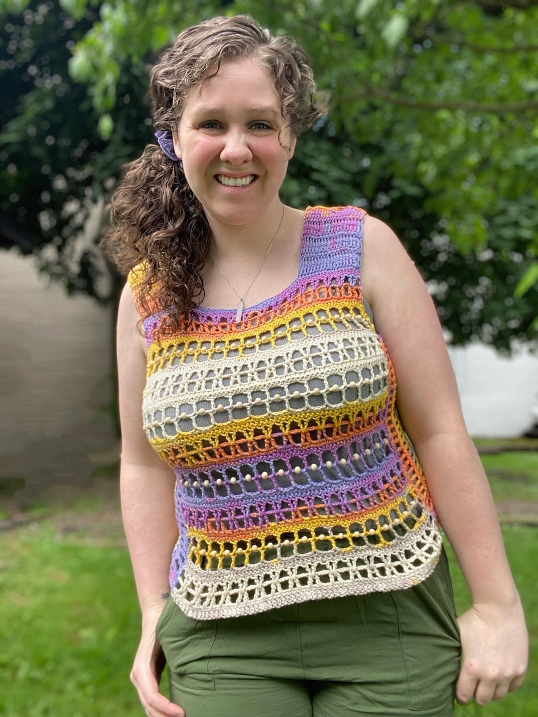 Crossed Out Tank Pattern - Crochet Pattern - Top Pattern With Beads! - Etsy