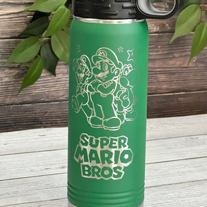 Super Mario Water Bottle, Kids Water Bottle, Laser Engraved, Super ...