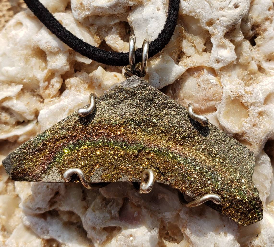 Unique Rainbow Pyrite Pendant - Etsy