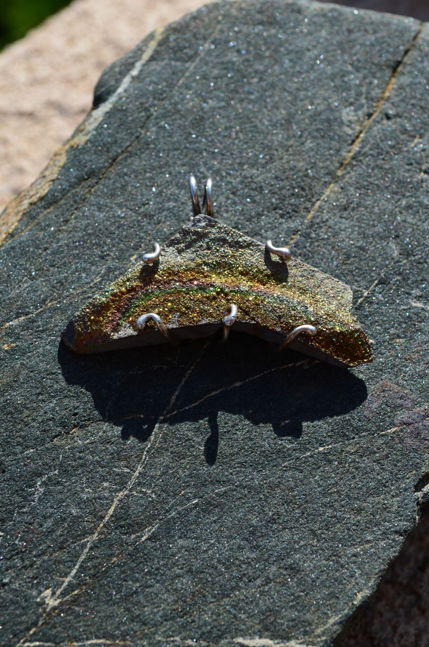 Unique Rainbow Pyrite Pendant - Etsy