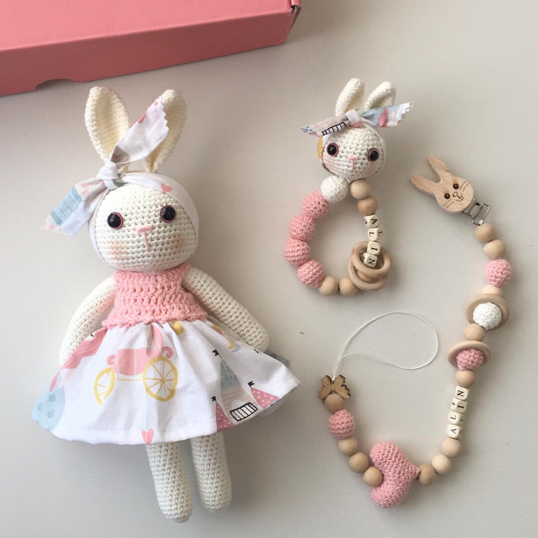 Amigurumi Rabbit Baby Toy Rabbit Rattle Rabbit Pacifier - Etsy