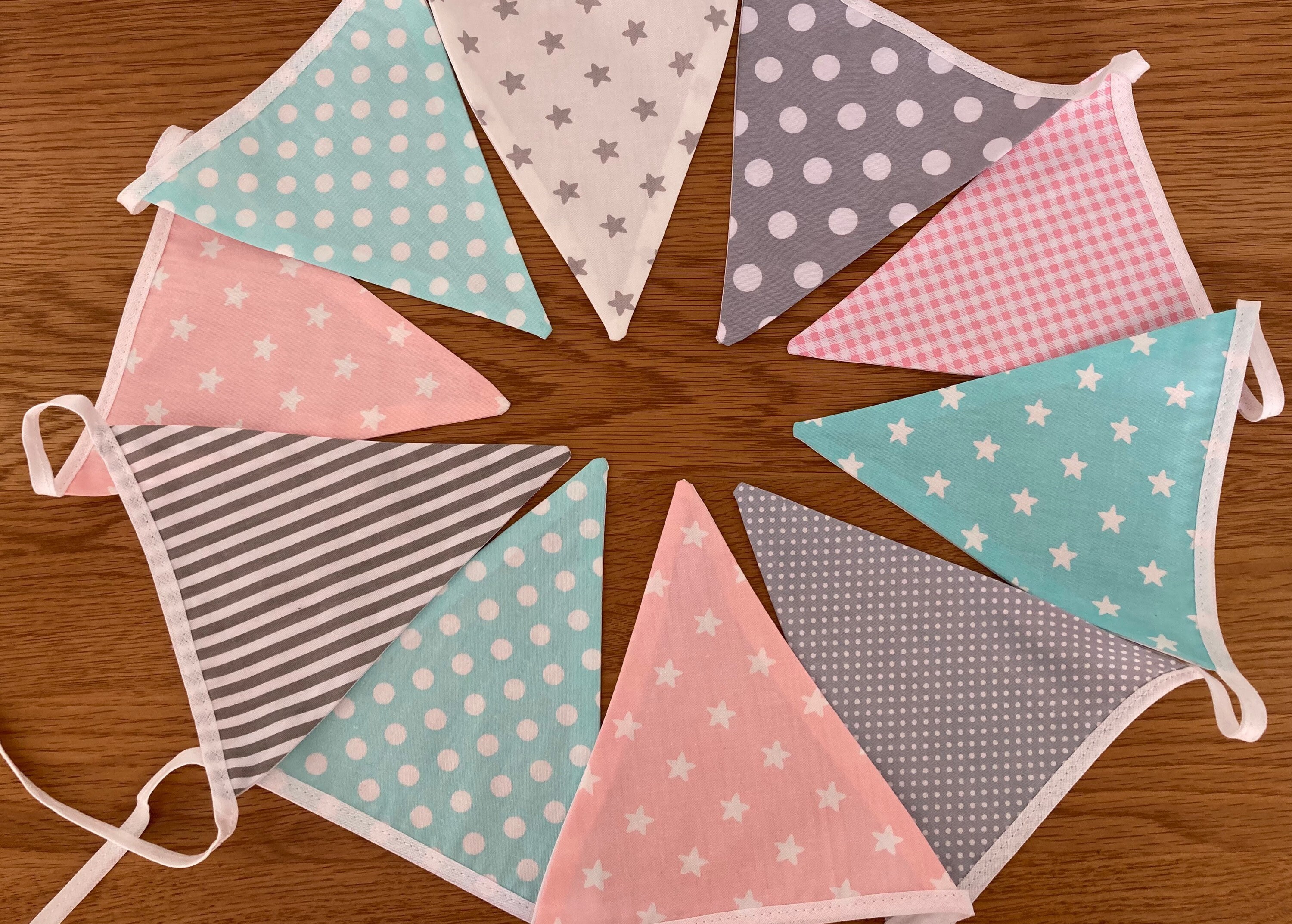 Pastel Bunting/garland. Pink Grey White. Dots Stars | Etsy