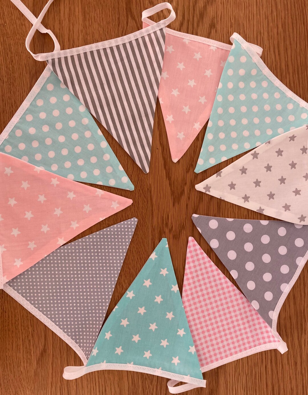 Pastel Bunting/garland. Pink Grey White. Dots Stars - Etsy