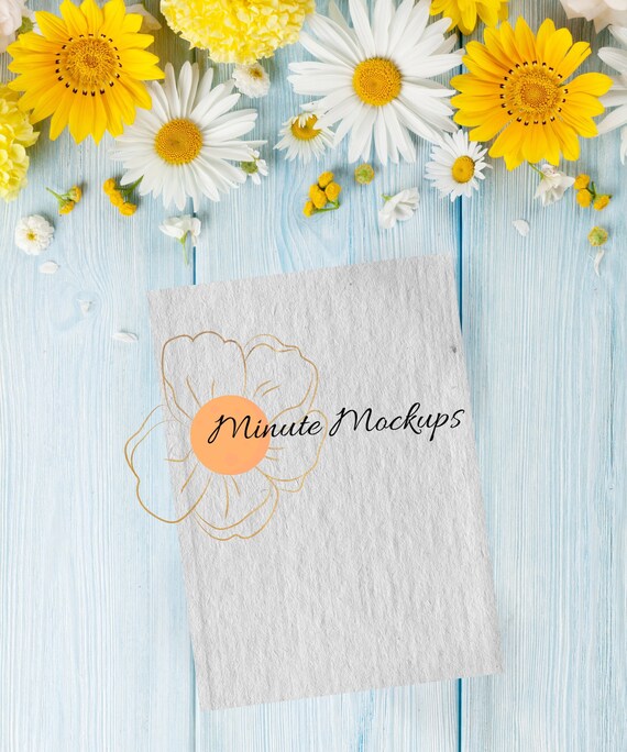 Sunflower Mockup Wood Background With Sunflowers and Textured - Etsy