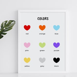 Colors Educational Printable Poster, Montessori Wall Art for Playroom ...
