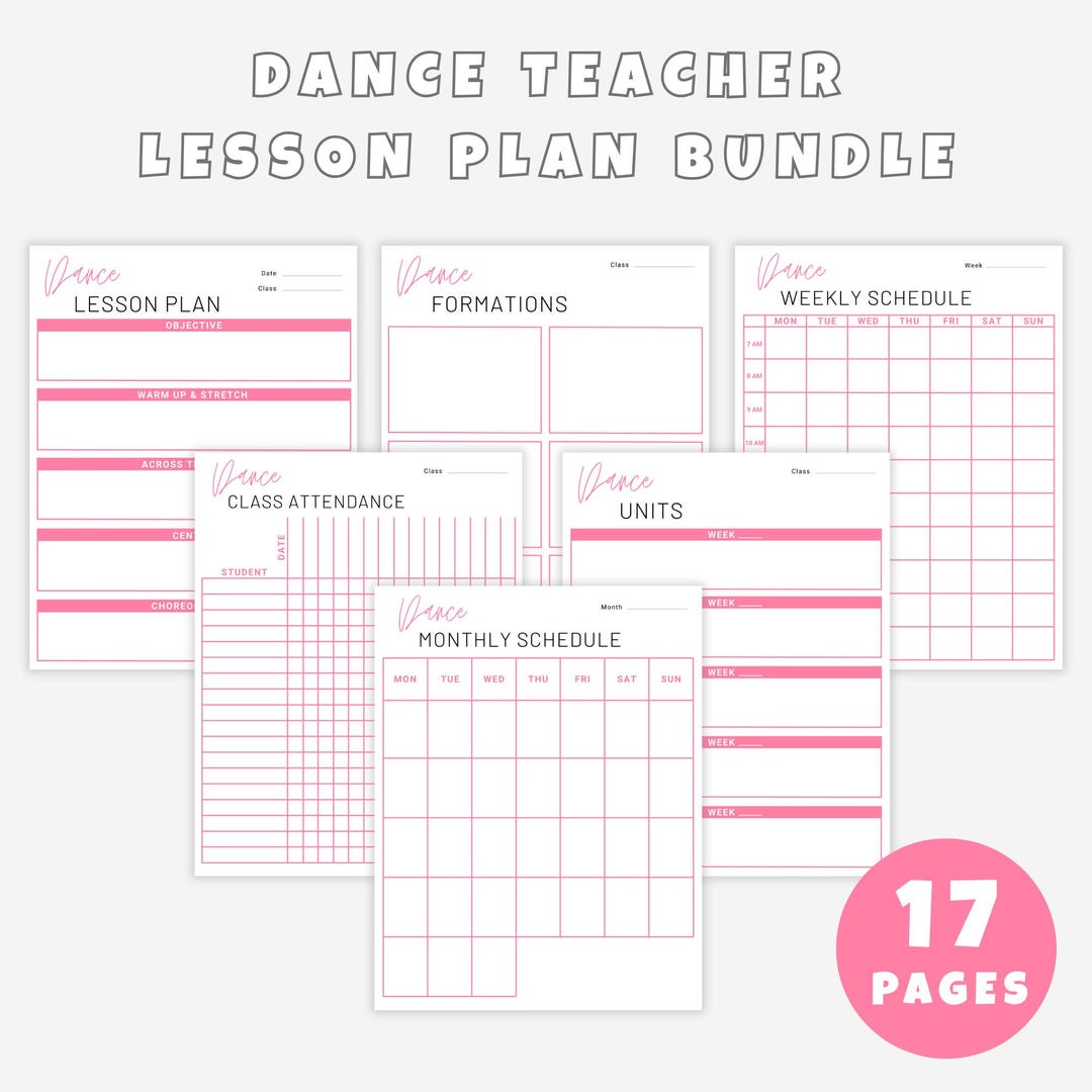 Dance Teacher Lesson Plan Bundle, Printable Dance Class Planner, Dance ...