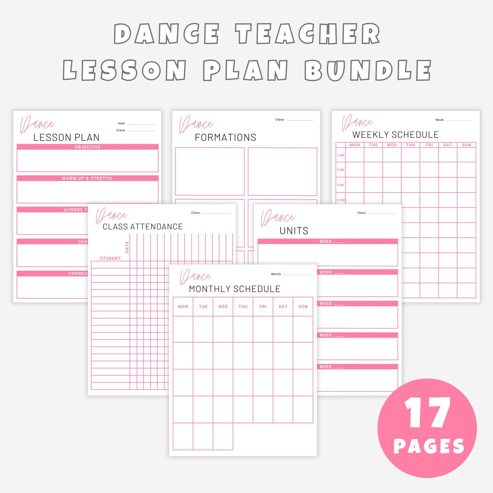 Dance Teacher Lesson Plan Bundle, Printable Dance Class Planner, Dance ...