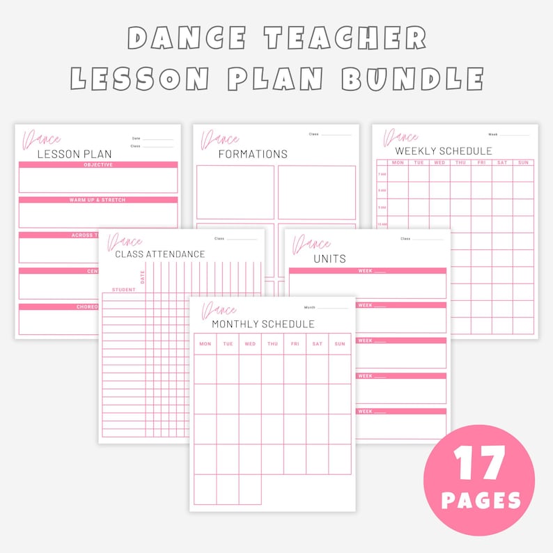 Dance Teacher Lesson Plan Bundle, Printable Dance Class Planner, Dance ...