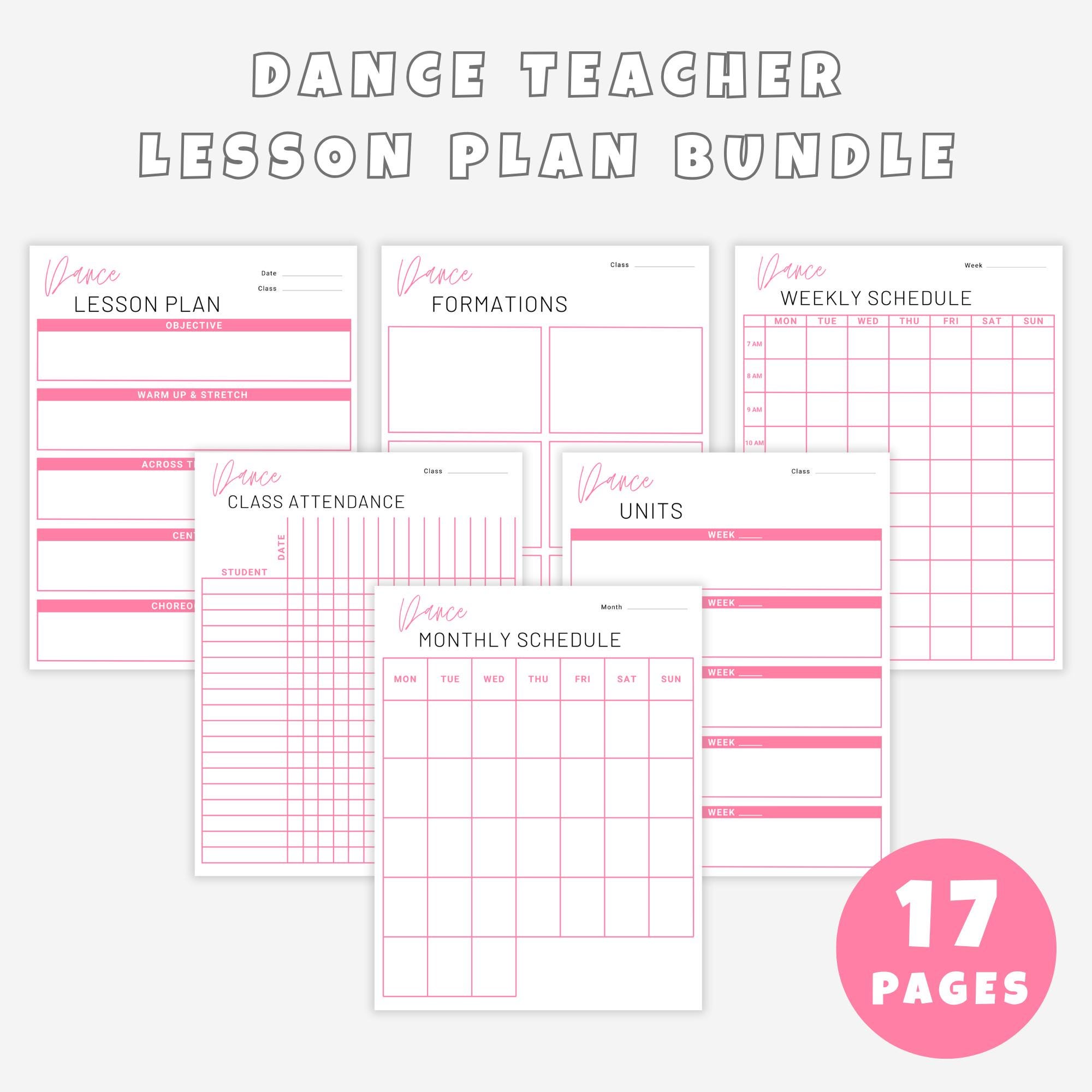 Dance Teacher Lesson Plan Bundle, Printable Dance Class Planner, Dance ...