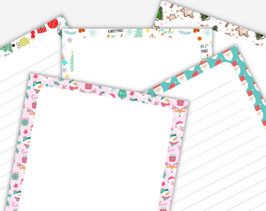 Christmas Printable Stationery Paper Set, Lined and Unlined New Year ...