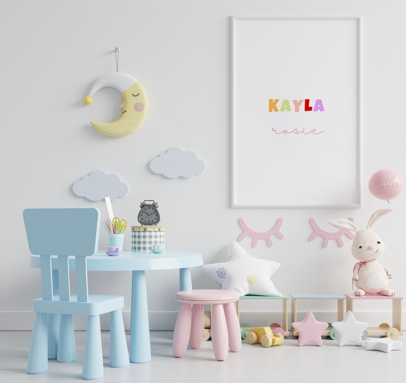 Custom Kids Name Print Nursery Wall Art Decor Personalized - Etsy