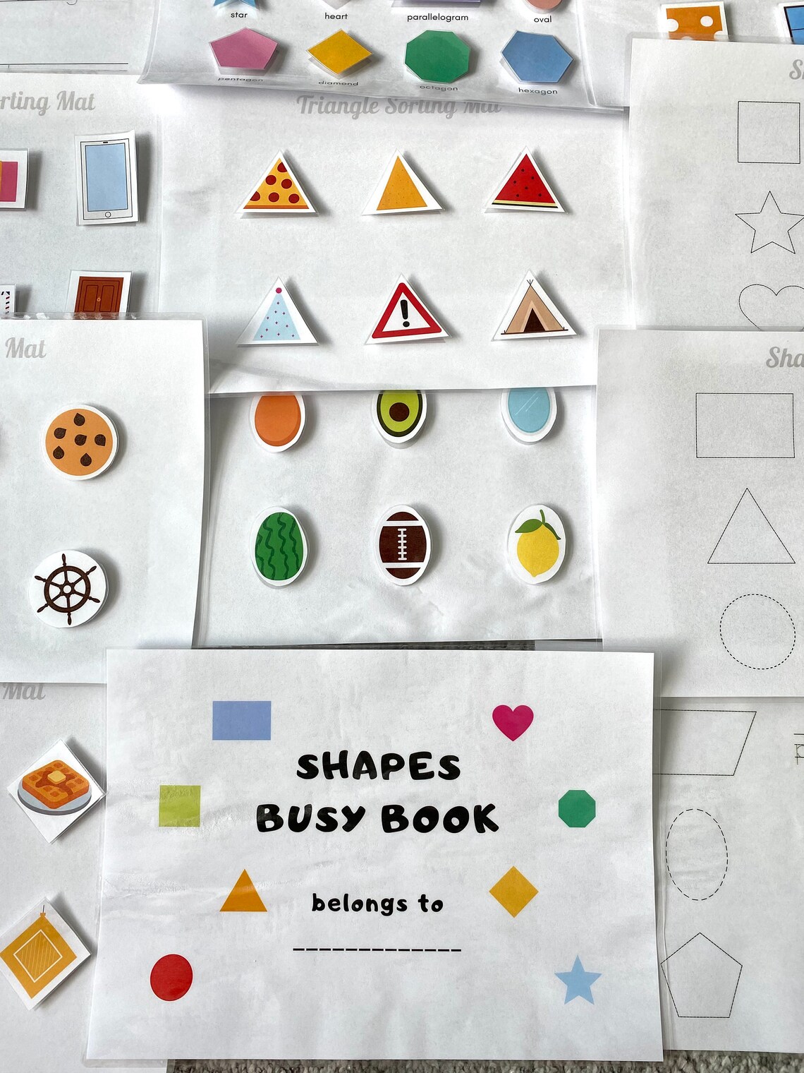 Shapes Busy Book for Toddler, Montessori Quiet Book, Preschool Kids ...