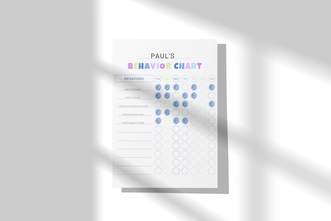 Behavior Chart for Kids, Sticker Chart for Toddler, Classroom Behaviour ...