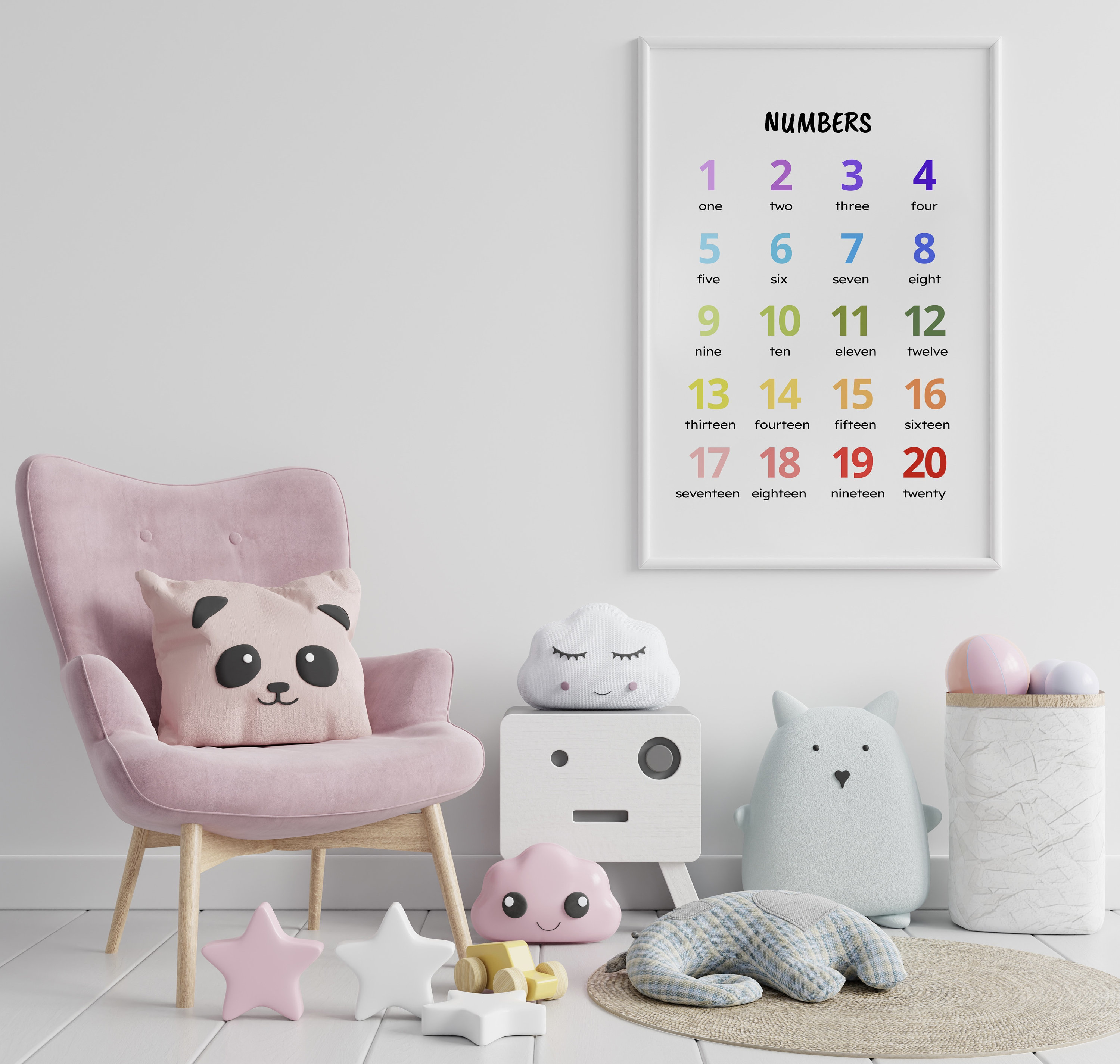 Numbers Educational Poster, Count to 20 Classroom Print, 123 Chart ...