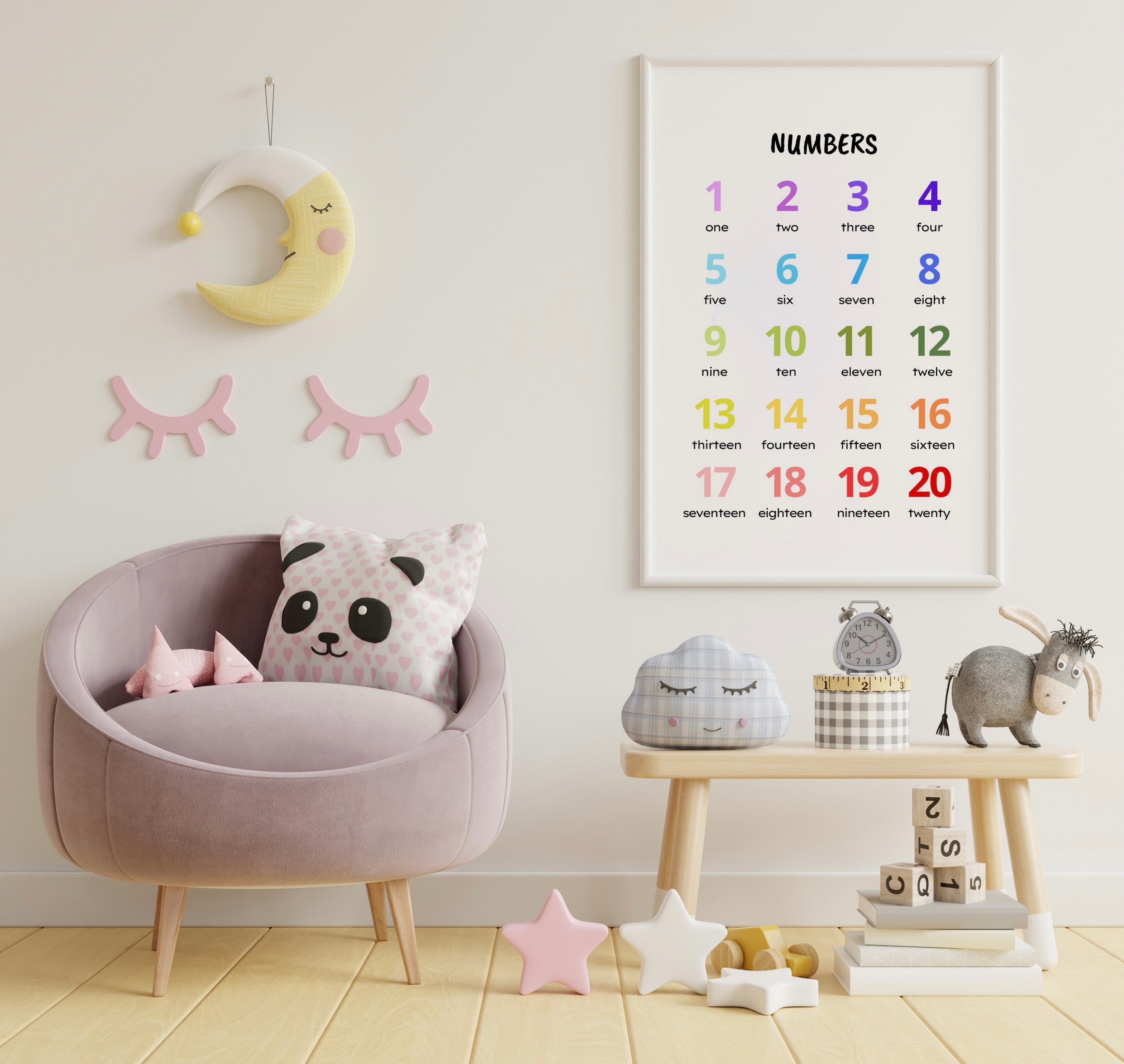 Numbers Educational Poster, Count to 20 Classroom Print, 123 Chart ...