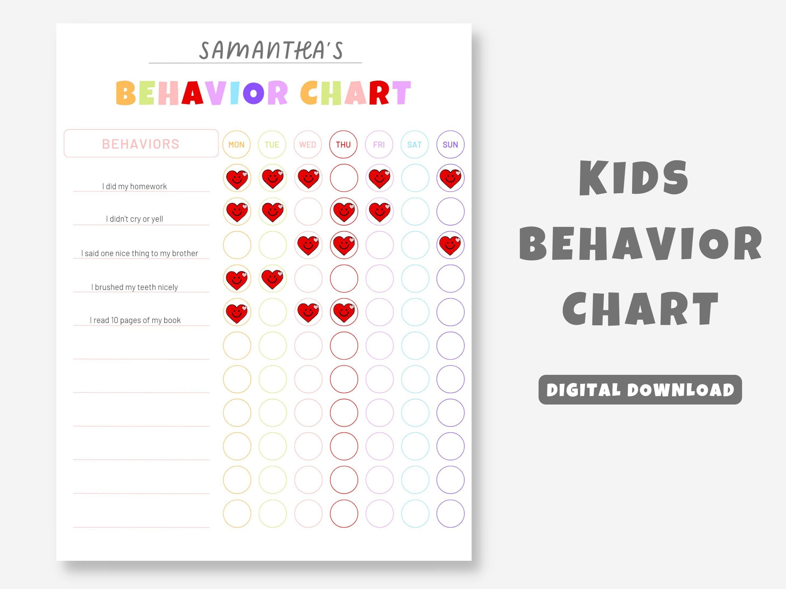 Behavior Chart for Kids, Sticker Chart for Toddler, Classroom Behaviour ...