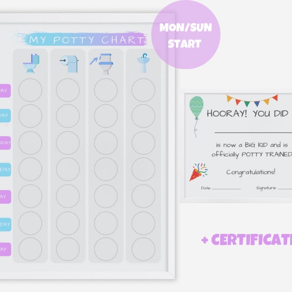 Potty Training Chart and Certificate - Etsy