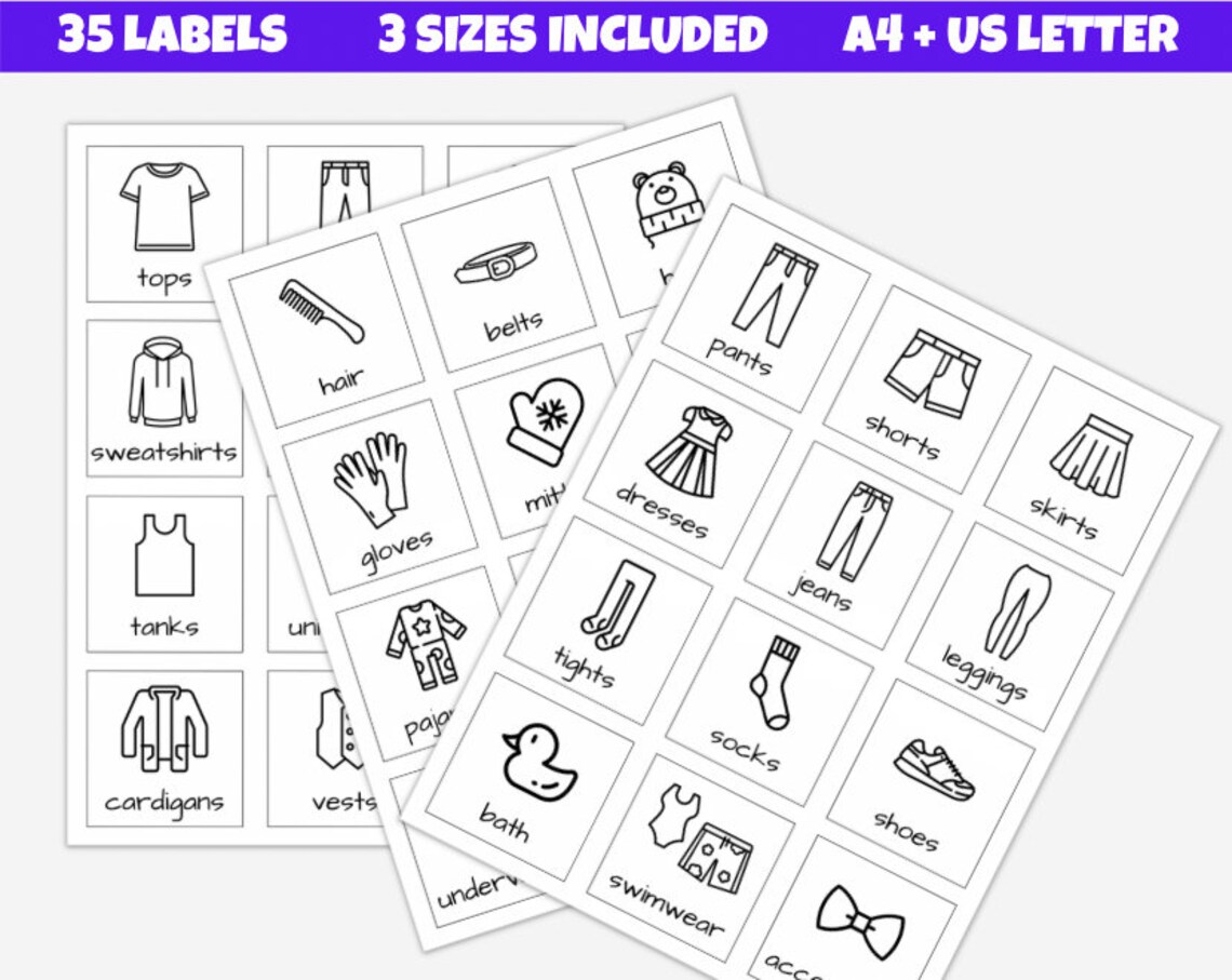 Kids Dresser Drawer Label, Closet Storage Label, Clothes Case Label ...