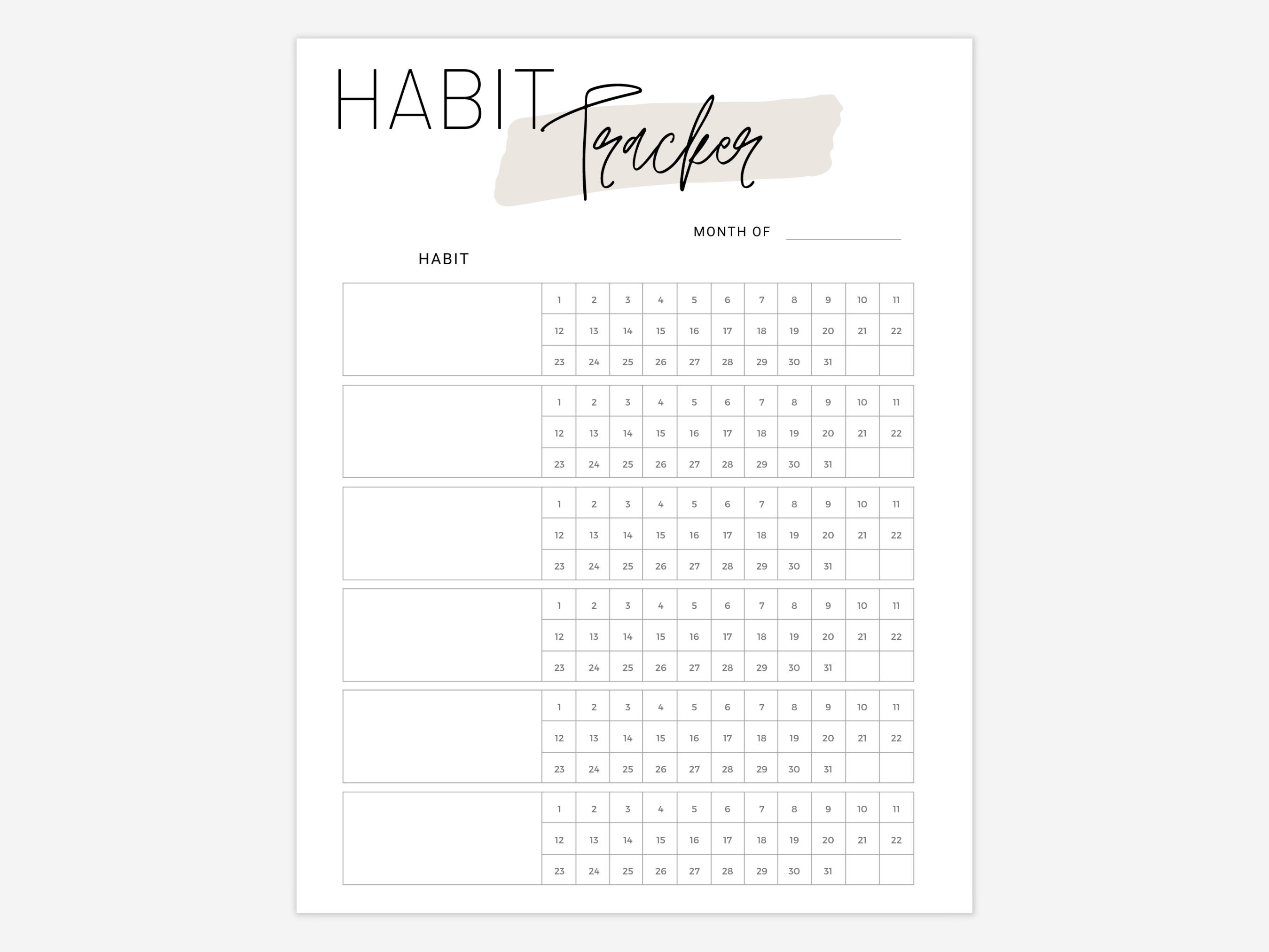 Printable Habit Tracker Weekly Monthly Yearly, A5 A4 US Letter Size ...