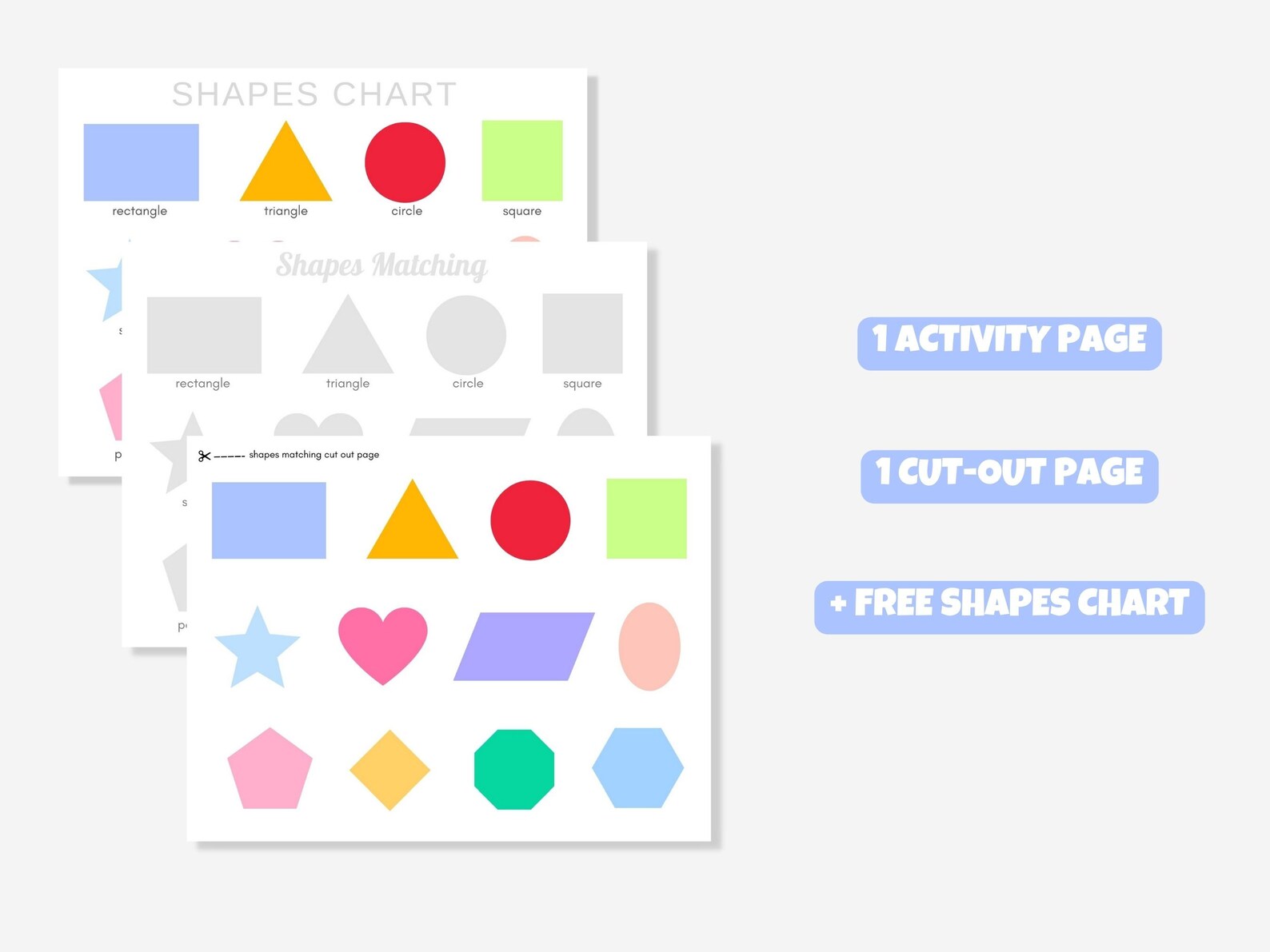 Shapes Matching Activity Page, Match the Shapes Game for Toddler and ...