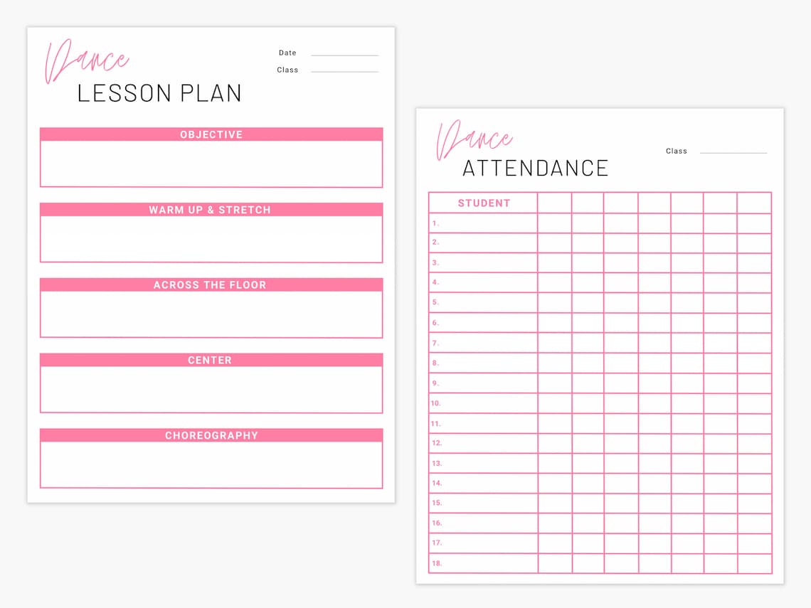 Dance Teacher Lesson Plan Bundle Printable Class Planner - Etsy