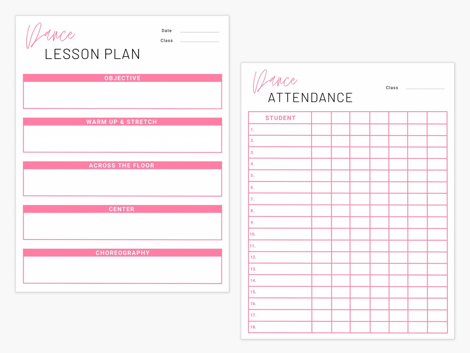 Dance Teacher Lesson Plan Bundle, Printable Class Planner, Attendance ...