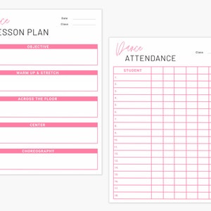 Dance Teacher Lesson Plan Bundle, Printable Class Planner, Attendance ...