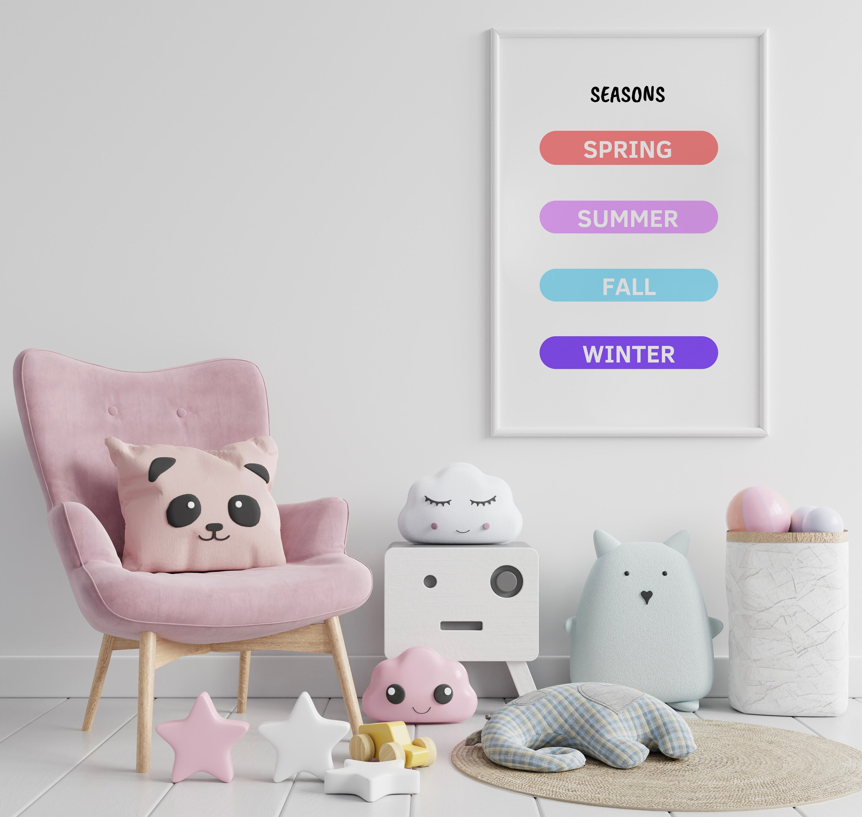 Seasons Educational Printable Poster, Montessori Wall Art for Playroom ...