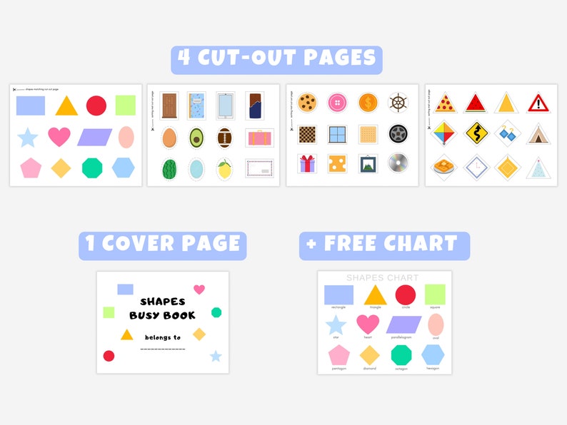 Shapes Busy Book for Toddler, Montessori Quiet Book, Preschool Kids ...