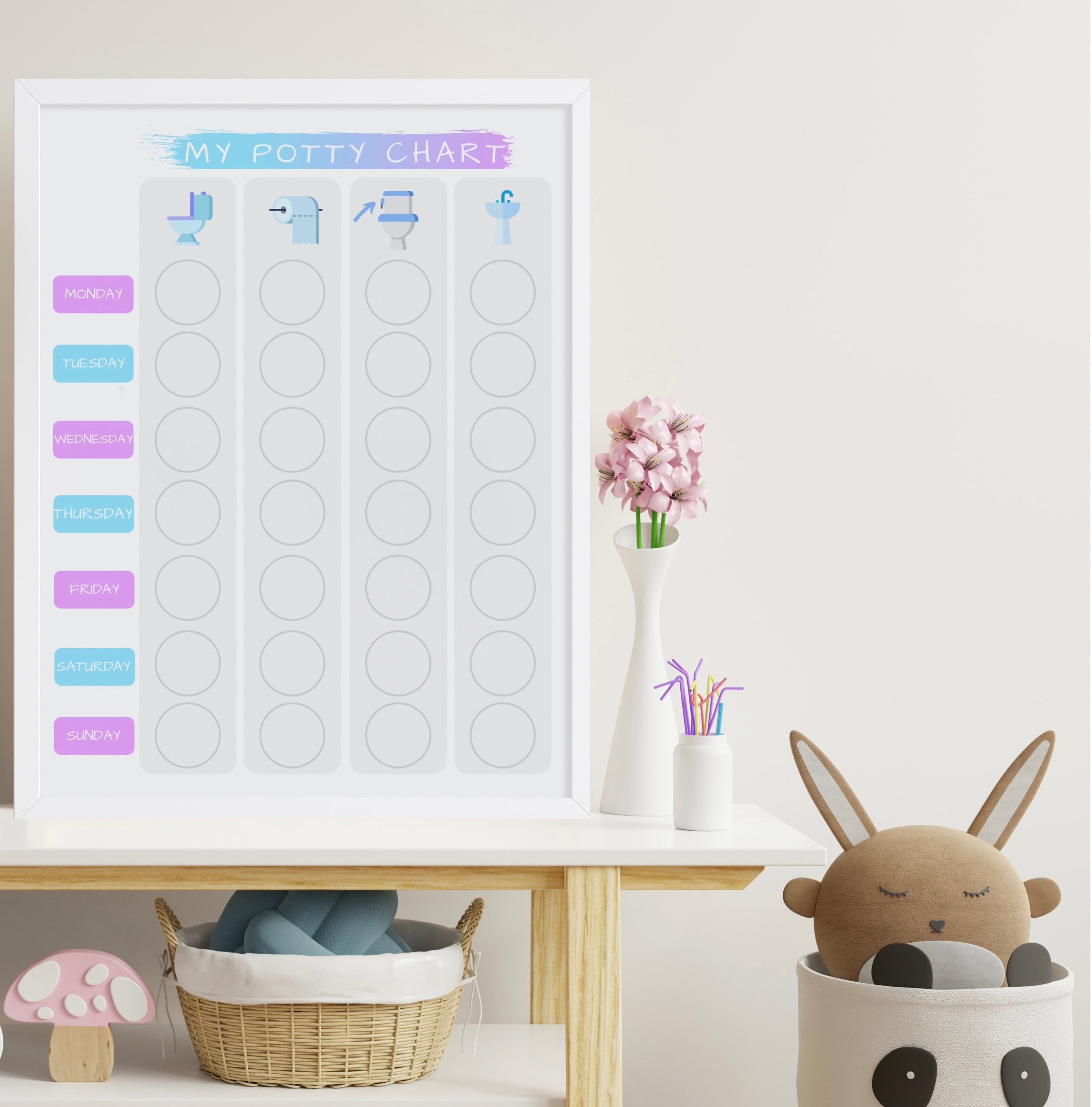 Printable Potty Training Chart and Certificate, Toddler Bathroom ...