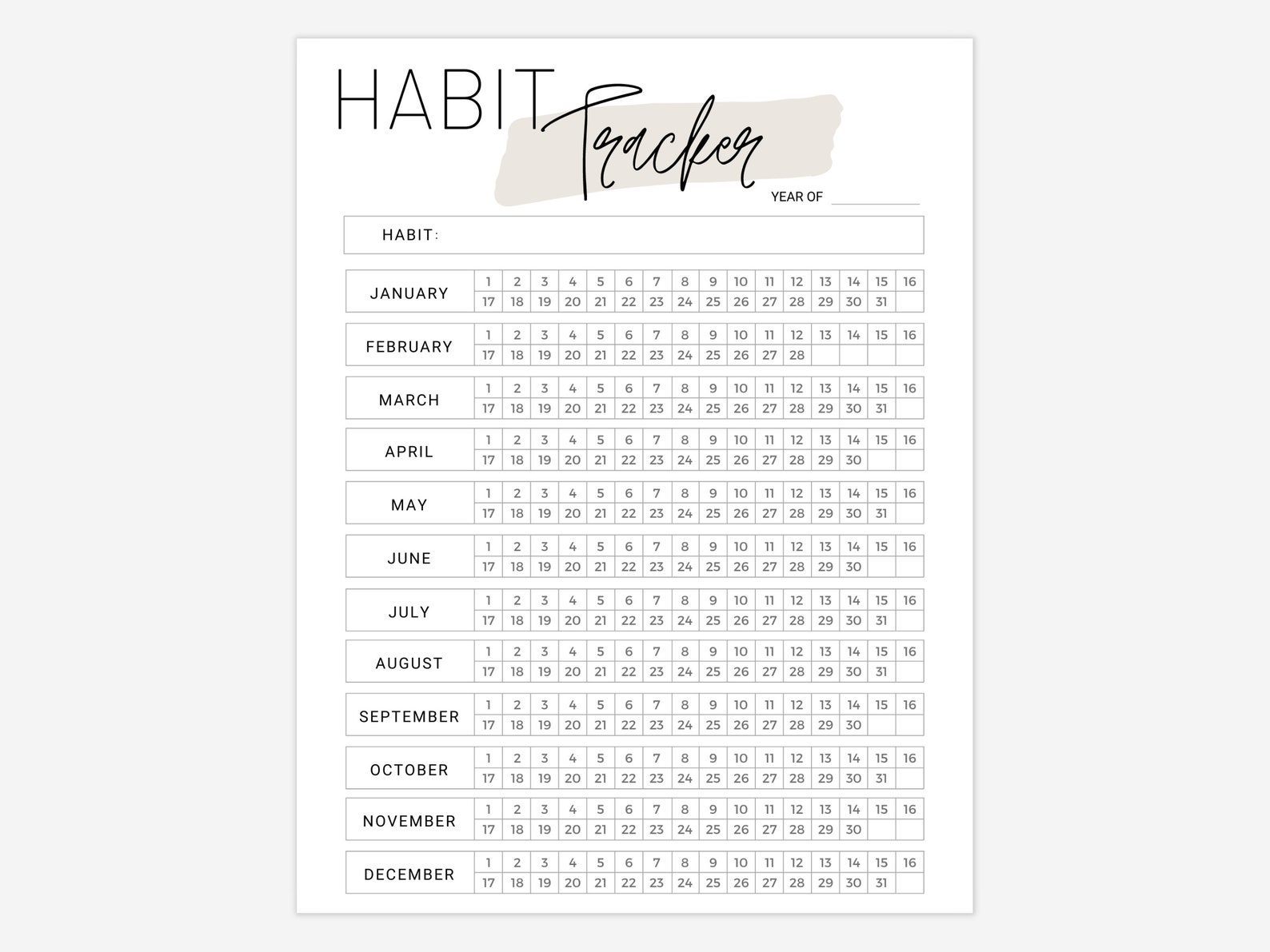 Printable Habit Tracker Weekly Monthly Yearly, A5 A4 US Letter Size ...