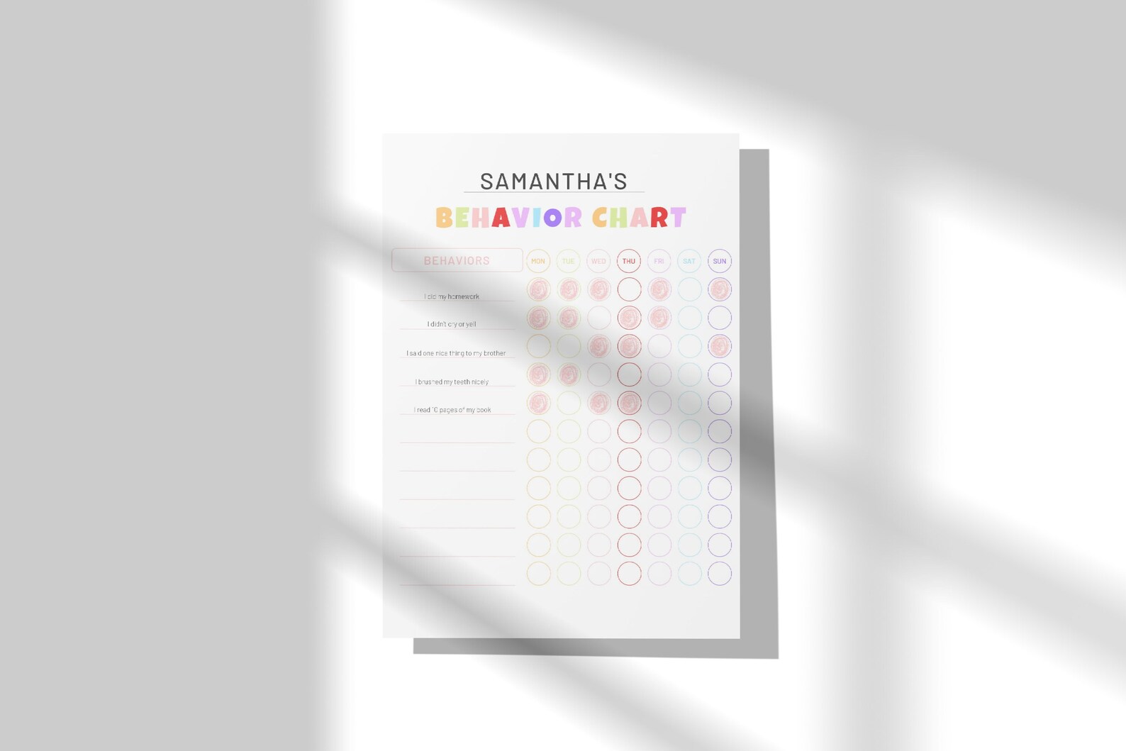 Behavior Chart for Kids, Sticker Chart for Toddler, Classroom Behaviour ...