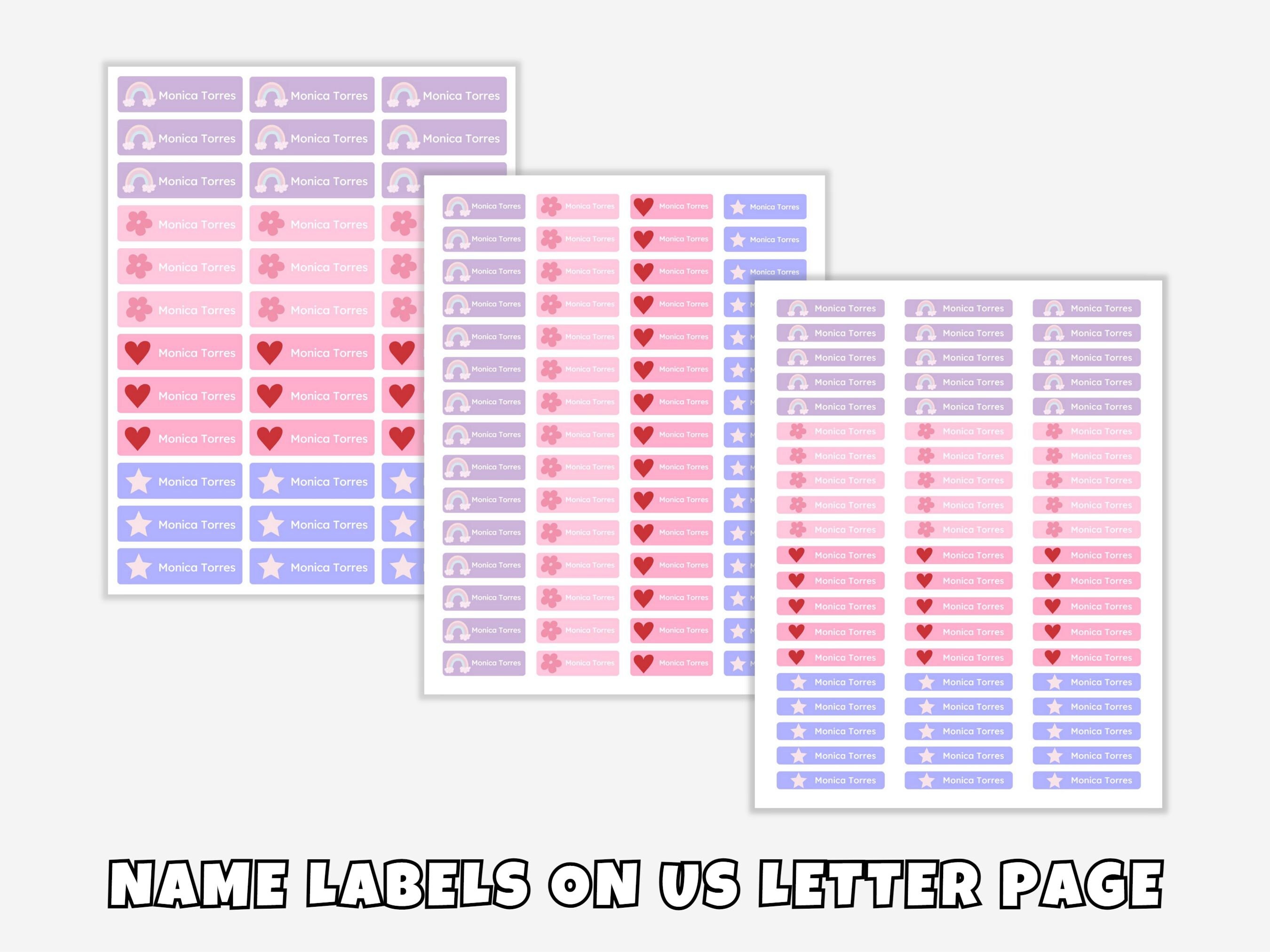 School Supply Labels for Girl, Kids Name Tags for Lunch Box Classroom ...