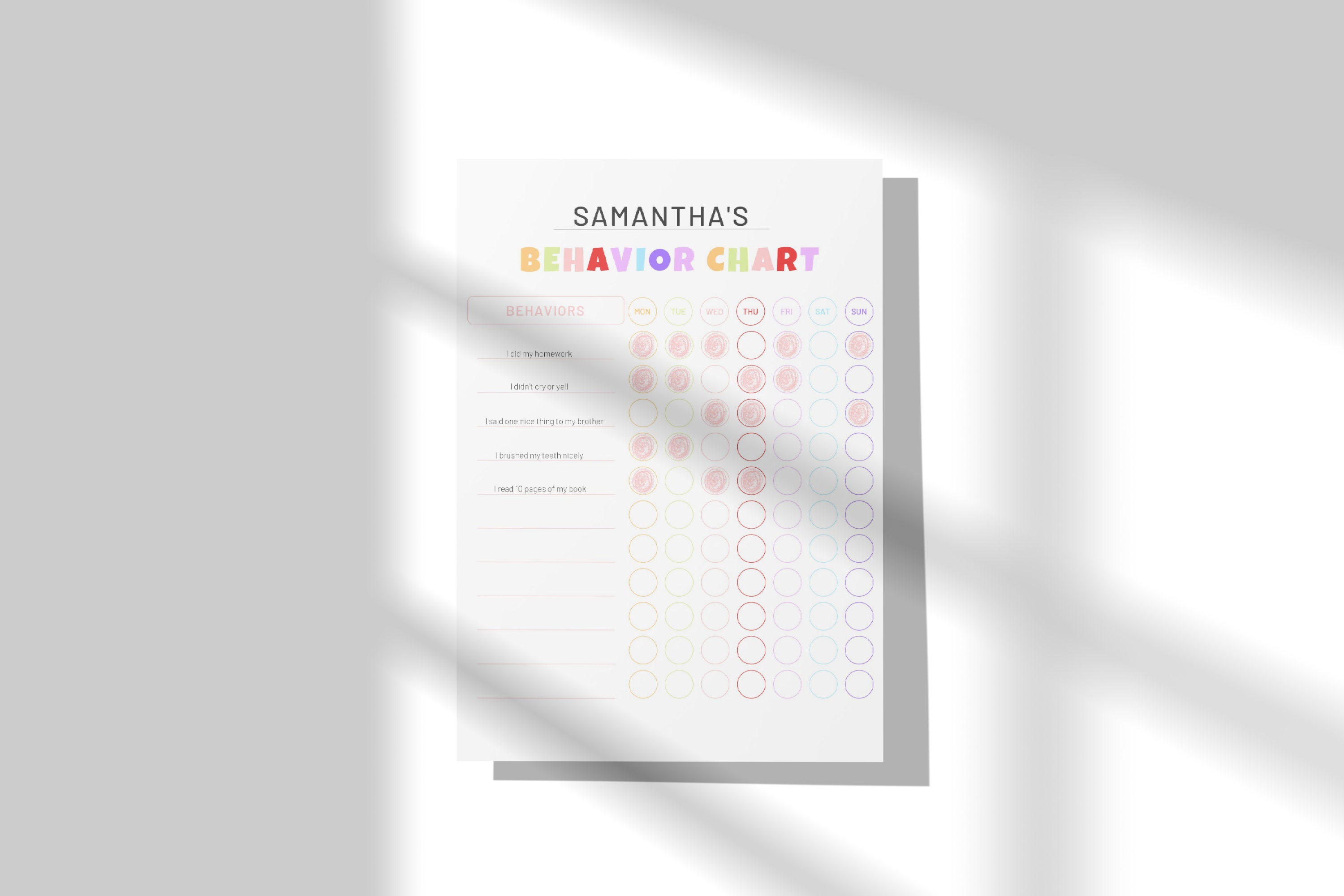 Behavior Chart for Kids Sticker Chart for Toddler Classroom - Etsy UK