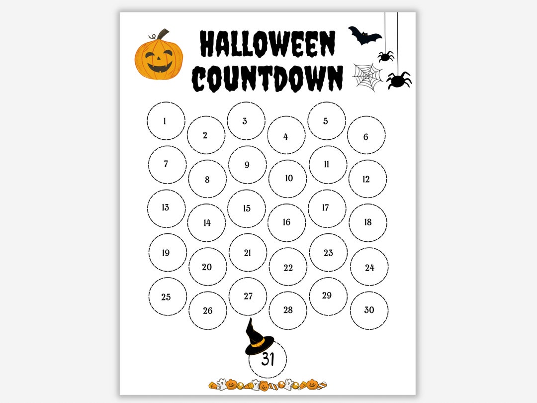 Halloween Countdown Printable, Advent Calendar for Classroom, Halloween ...