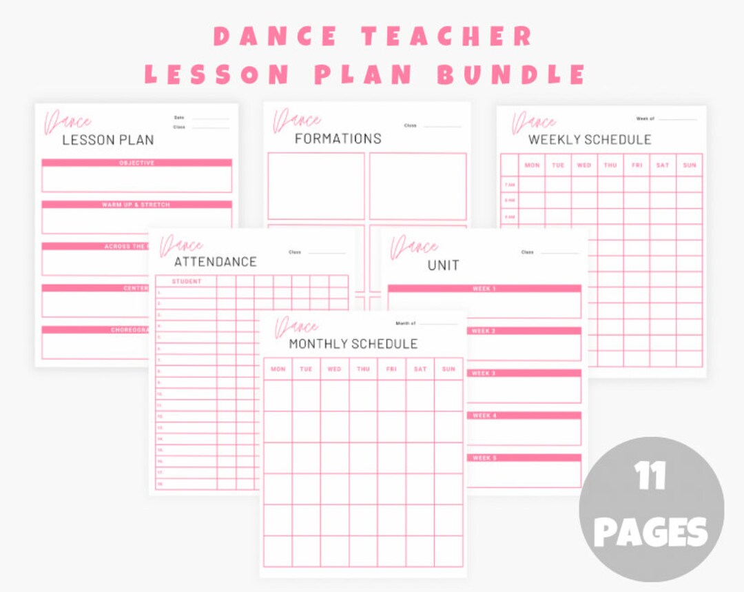 Dance Teacher Lesson Plan Bundle, Printable Class Planner, Attendance ...