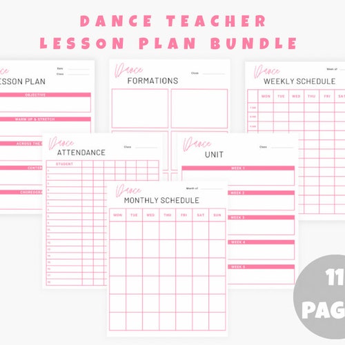 Dance Teacher Lesson Plan Bundle Printable Class Planner - Etsy