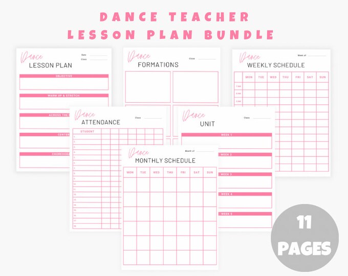 Dance Teacher Lesson Plan Printable-instant Download - Etsy
