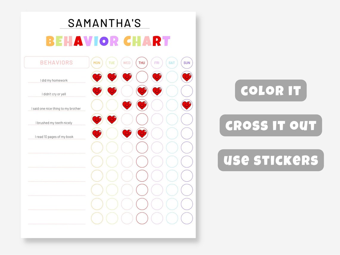 Behavior Chart for Kids, Sticker Chart for Toddler, Classroom Behaviour ...