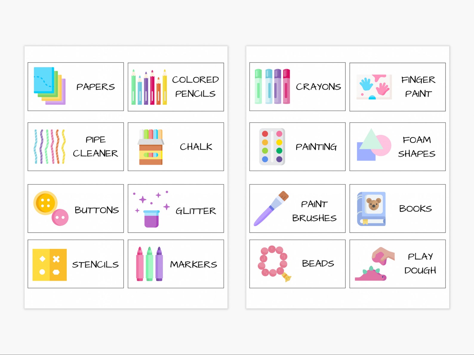 Kids Craft Room Storage Labels, Printable Classroom Art Supplies Label ...