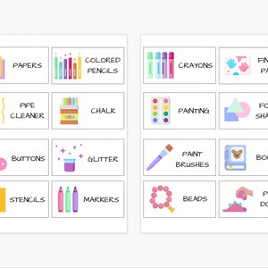 Kids Craft Room Storage Labels, Printable Classroom Art Supplies Label ...